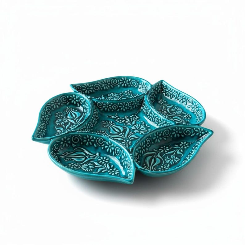 Handmade Turkish Ceramic Serving Tray, Divided Appetizer Dish - Etsy