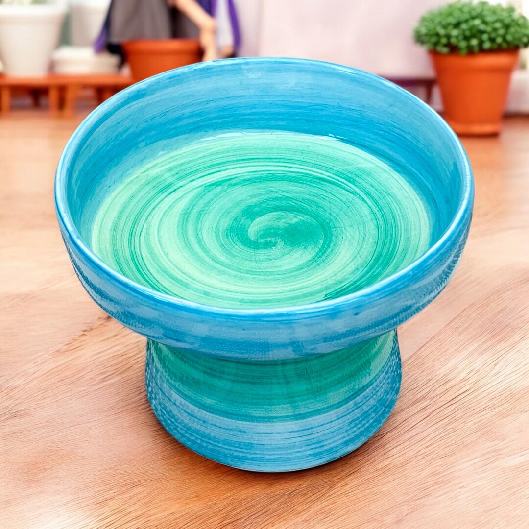 Elevated Ceramic Blue Cat Bowl – Non-slip Feeding Dish for Cats & Small ...