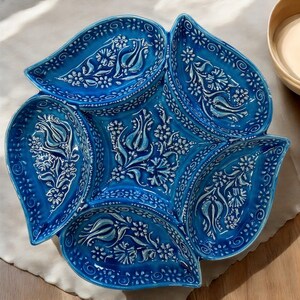 Handmade Turkish Ceramic Serving Tray, Divided Appetizer Dish - Etsy