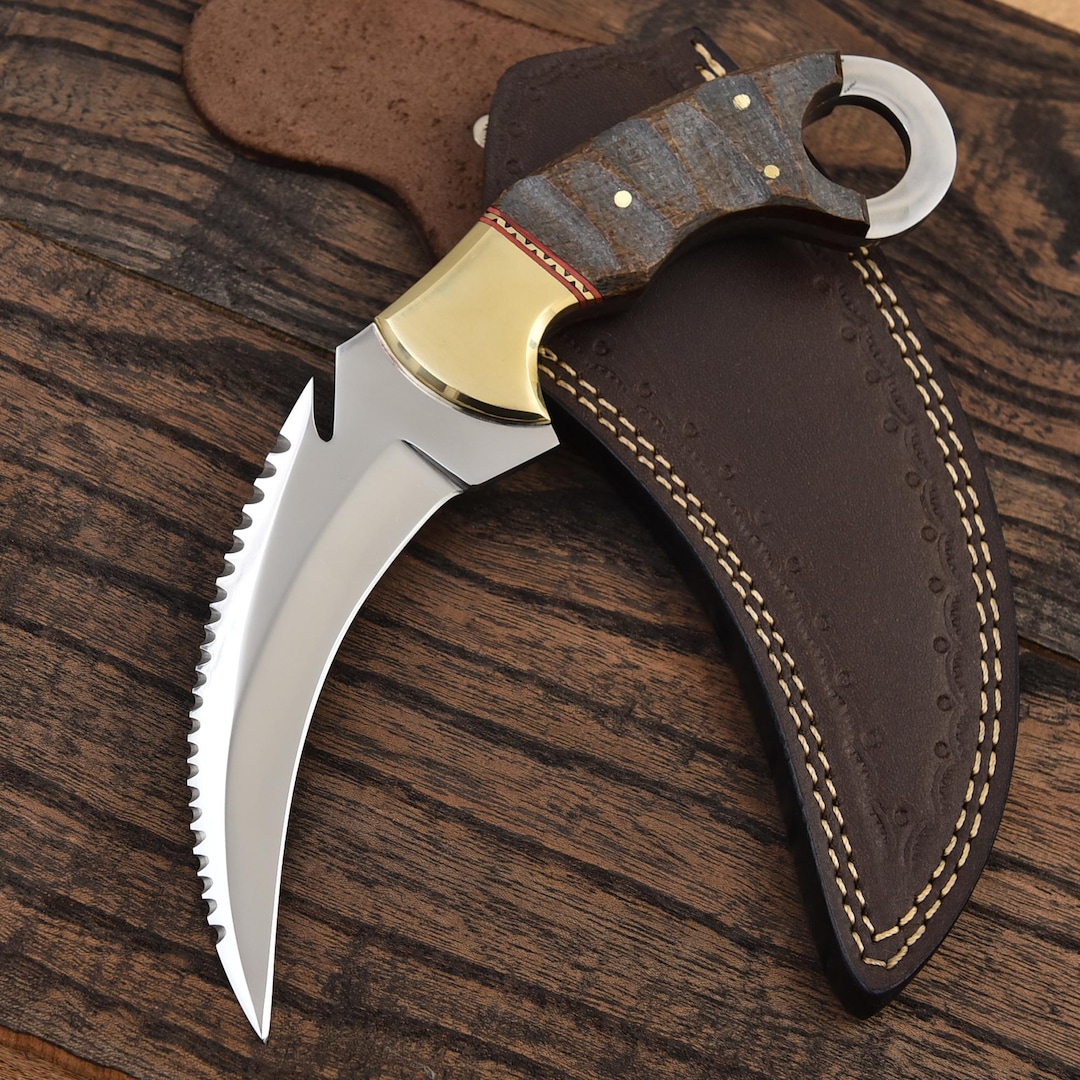 Handmade D2 Karambit Knife With Sheath, 5in Blade Tactical Claw Knife ...