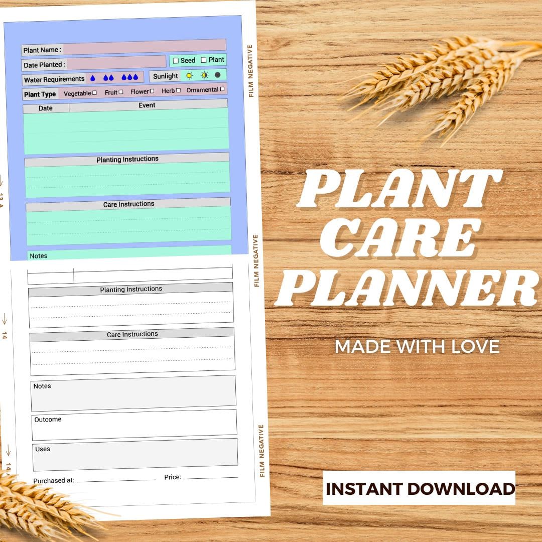 Plant Planner Printable Personal Wide, Garden Journal Diary, Houseplant ...