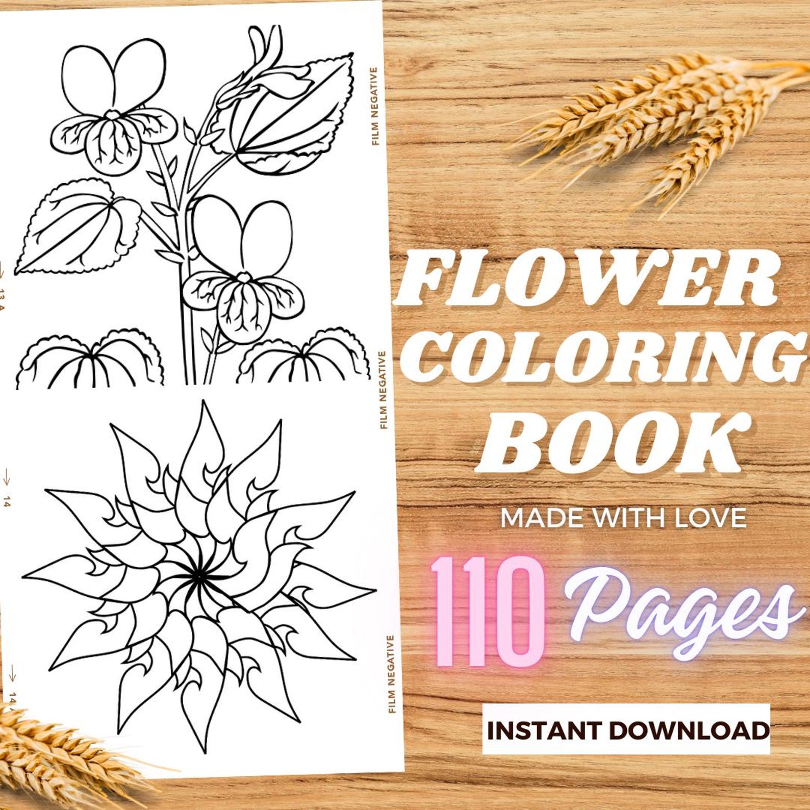 110 Beautiful Flowers Coloring Pages, Adult Coloring, Floral Coloring ...