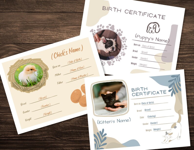 Editable Dog Birth Certificate, Puppy Birth Certificate Canva Template ...