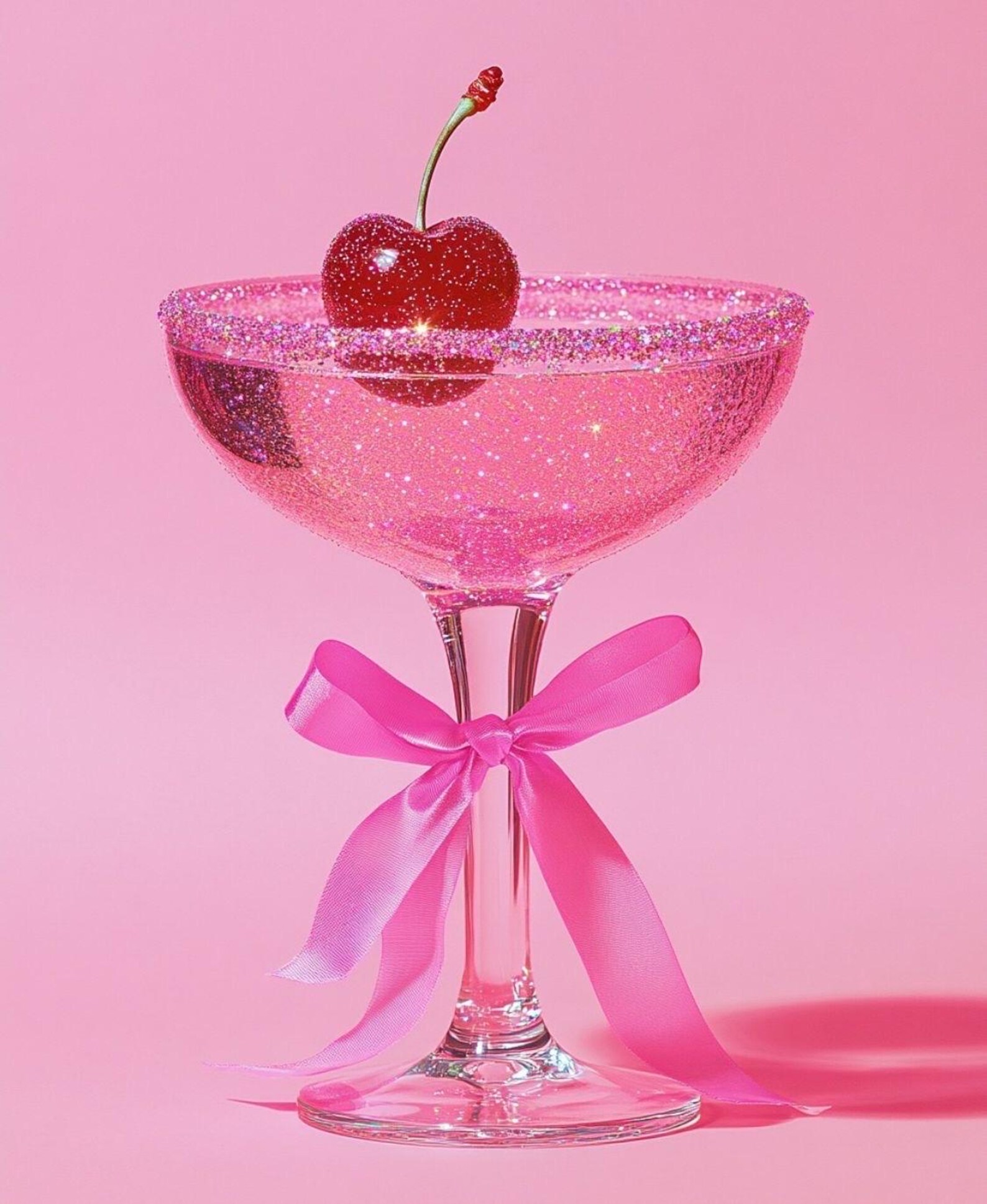 Cute Pink Glitter Martini With Bow Pink Martini Art Print | Bar Cart ...