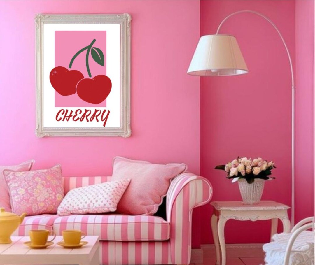 Cherry Poster Cherries Print Trendy Wall Art Retro Wall Art Download ...