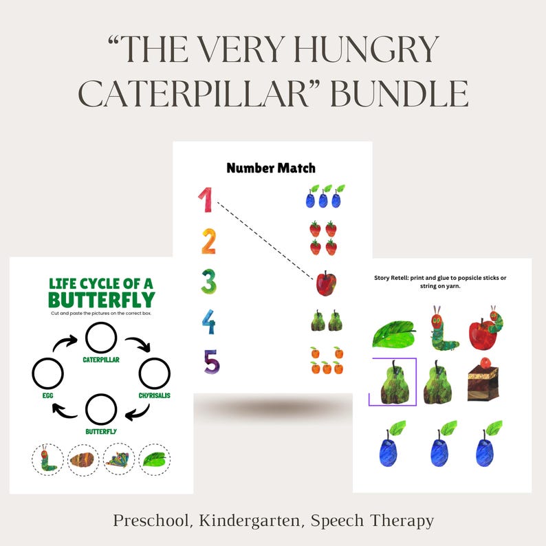 The Very Hungry Caterpillar, Preschool Activity, Kindergarten Activity ...