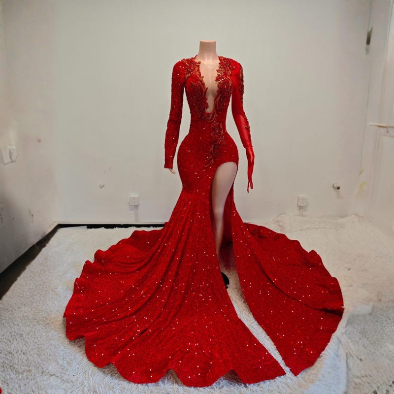 Red Dress Slit - Etsy