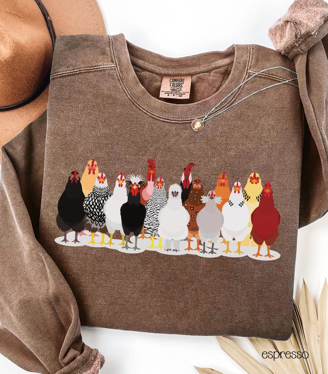 Comfort Colors Chicken Sweatshirt, Funny Farm Tee, Chicken Sweatshirt ...