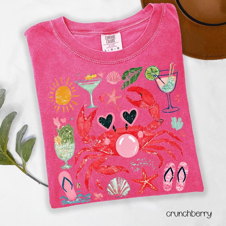 Comfort Colors Crab Beach T-shirt, Summer Vacation Tee, Girls Trip ...