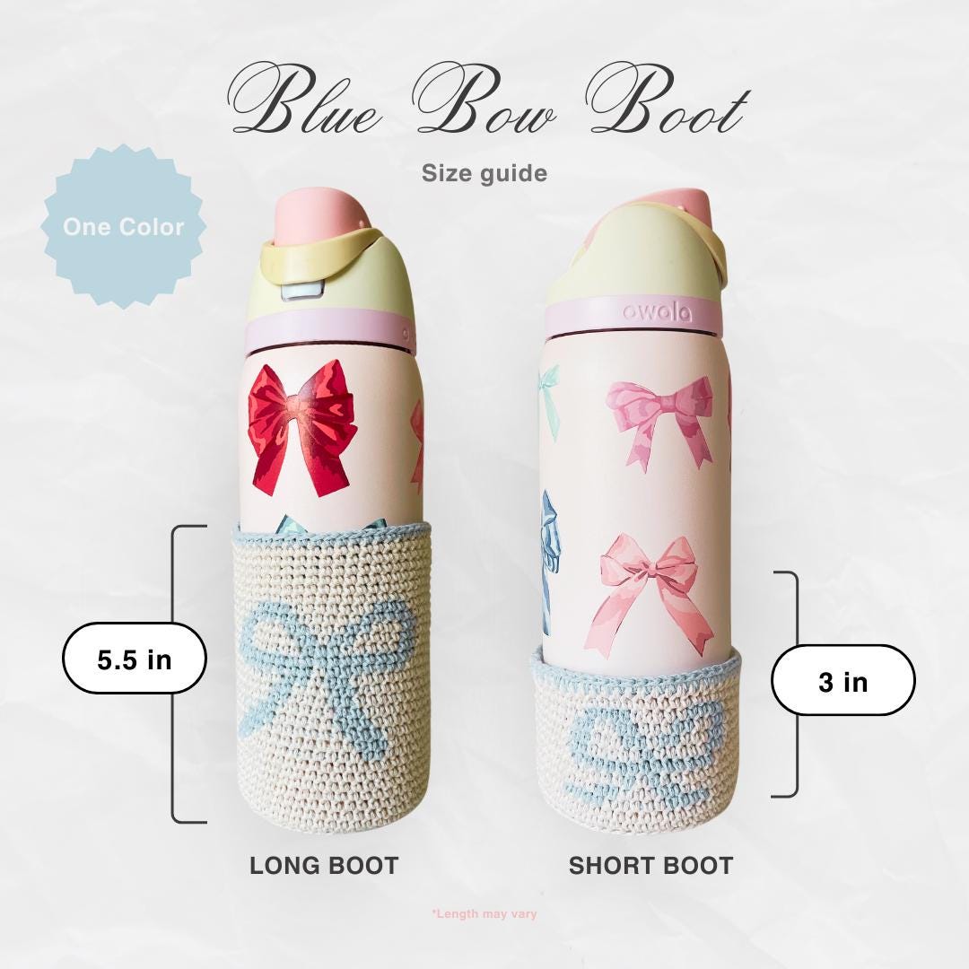 Bow Crochet Water Bottle Boot, Owala Accessory, Tumbler Accessory ...