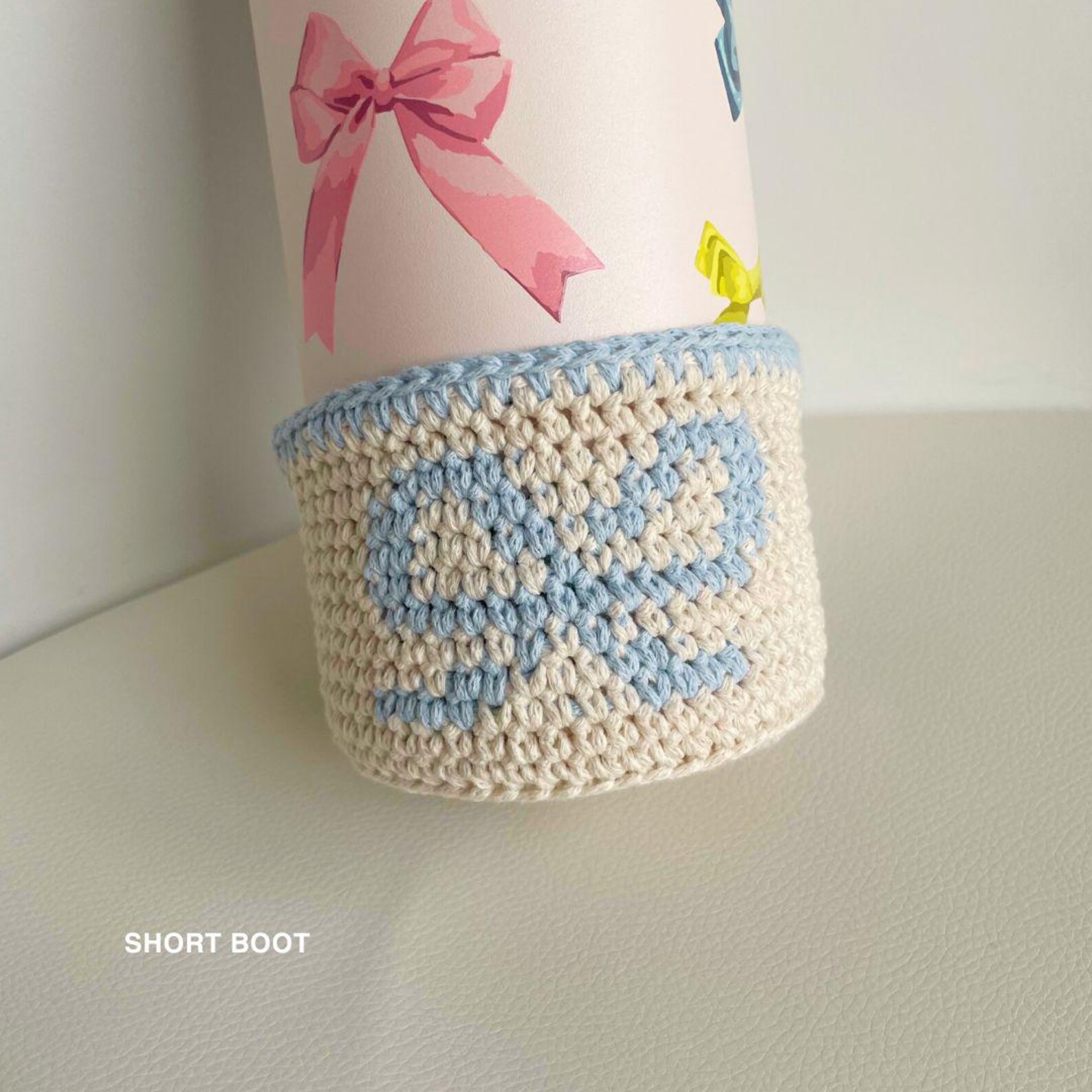 Bow Crochet Water Bottle Boot, Owala Accessory, Tumbler Accessory ...