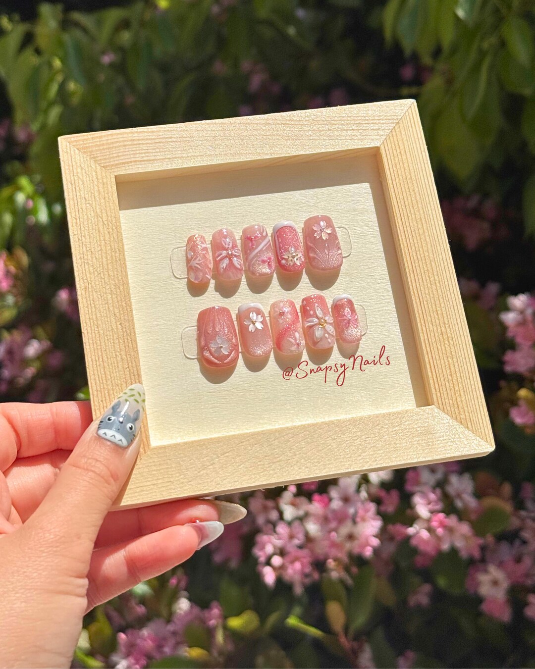 Sakura Cherry Blossom Press-on Nails | Soft Pink Floral Nail Art | Handmade Spring Set | Kawaii ...