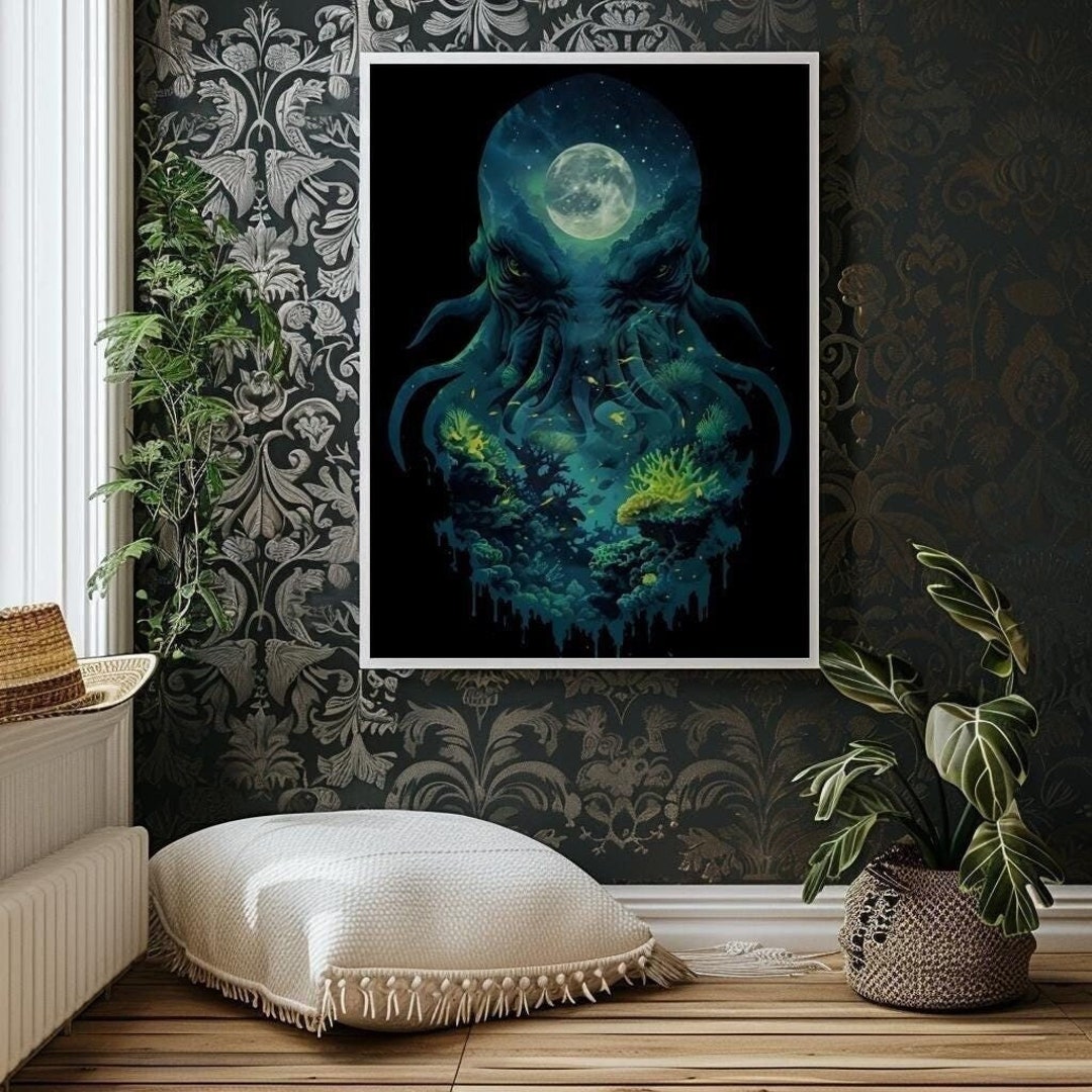 Cthulhu Poster, Lovecraftian, HP Lovecraft, Digital Download, PNG, SVG ...