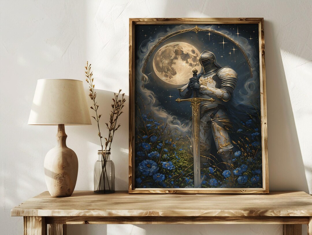 Medieval Knight Tapestry Wall Art - Moonlit Gothic Poster, Castlecore ...
