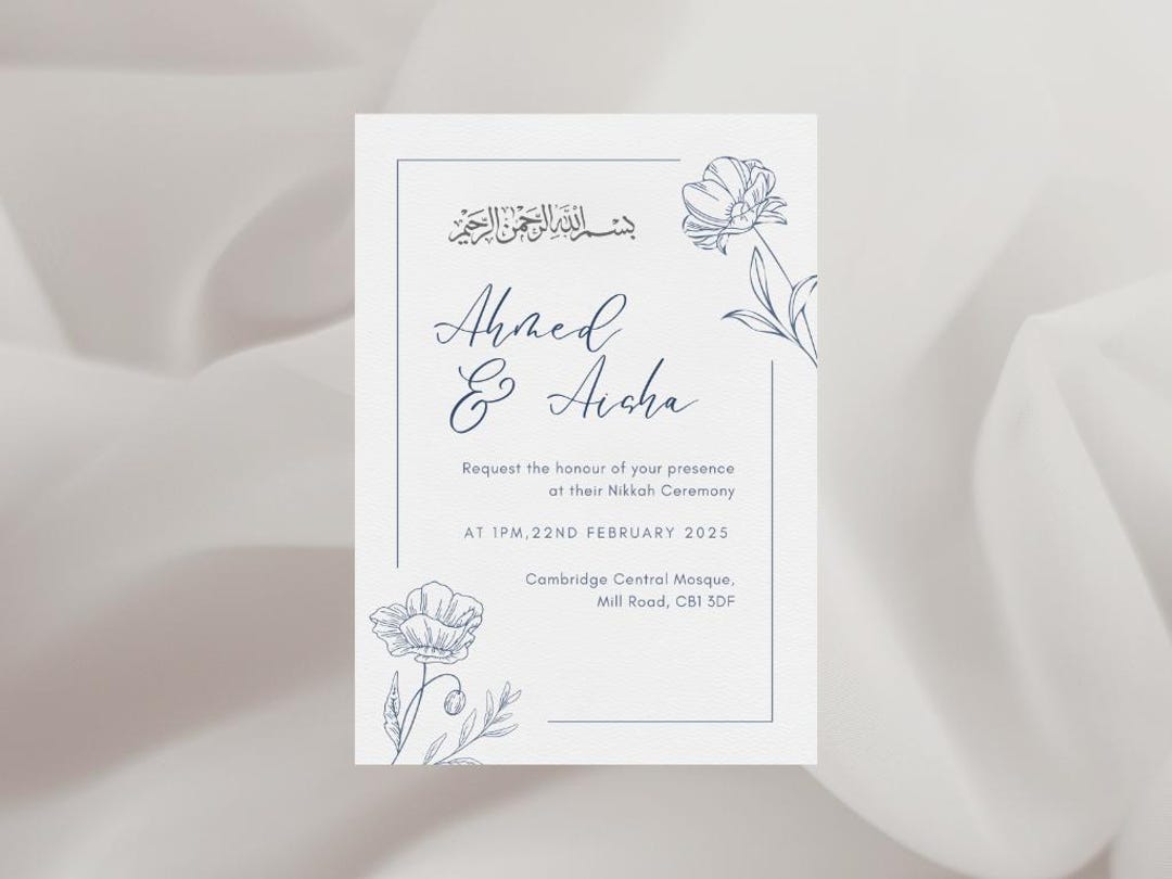Islamic Nikah Invite Simple Nikah Invite Minimalistic Muslim Editable ...