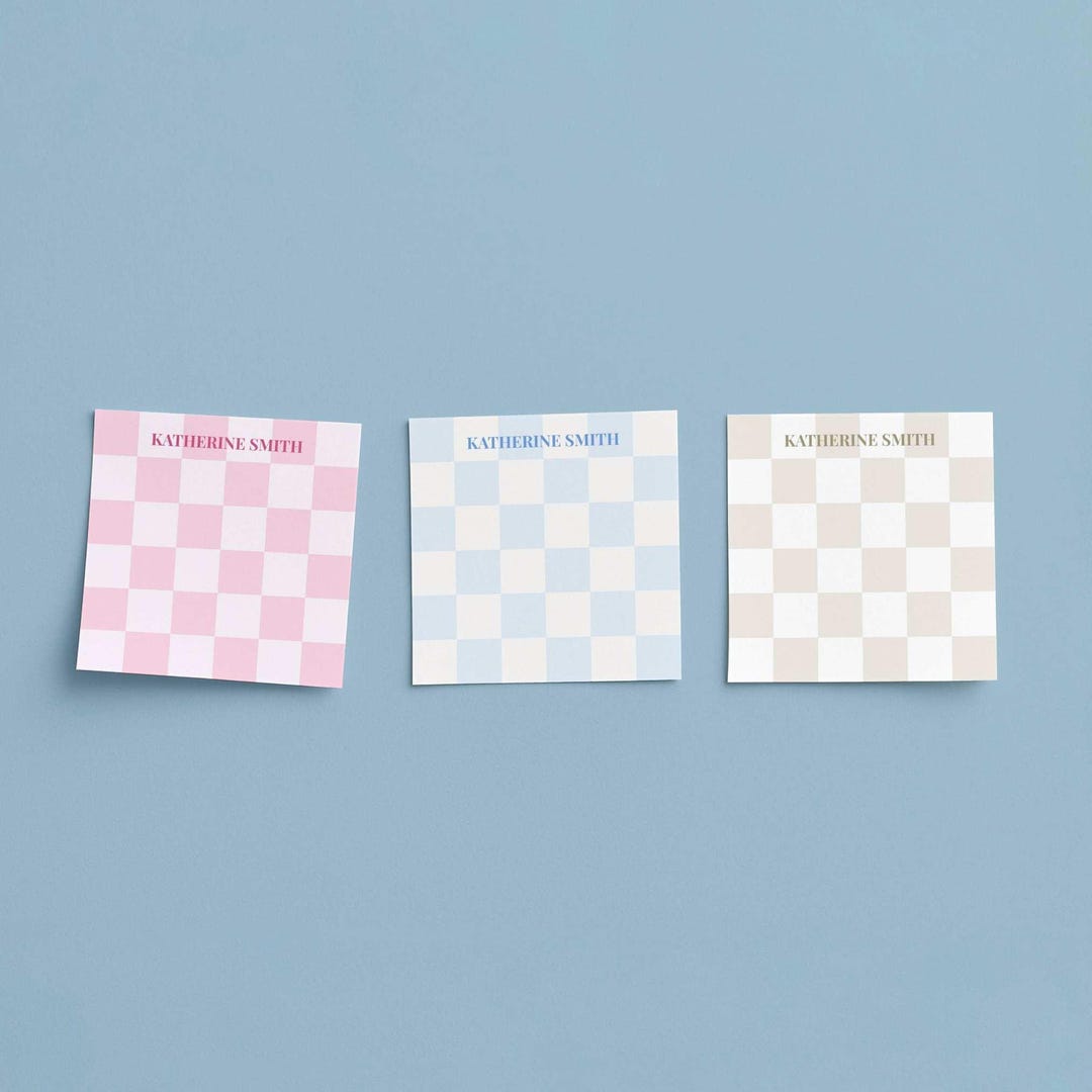 Personalized Sticky Notes Post It Custom Design Retro Checkered Pattern ...