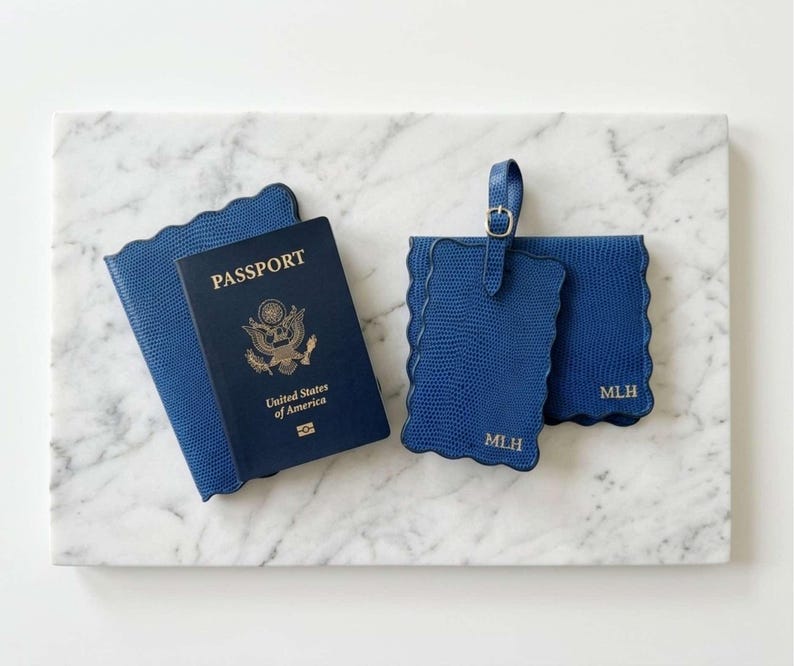 Personalized Passport Cover Luggage Tag Monogram Set Custom Travel ...