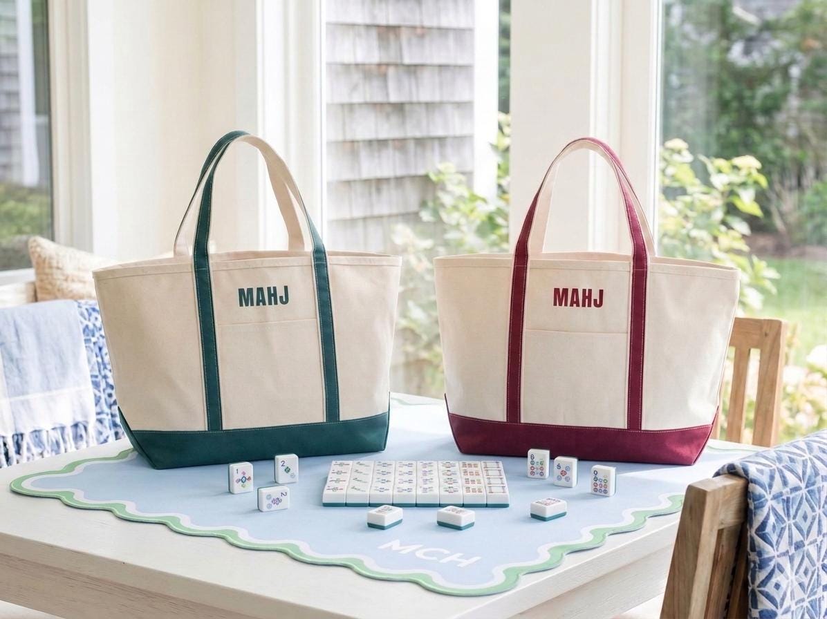 Mahjong Tote Bag Set Matching Pouch Custom Embroidery Game Organizer ...