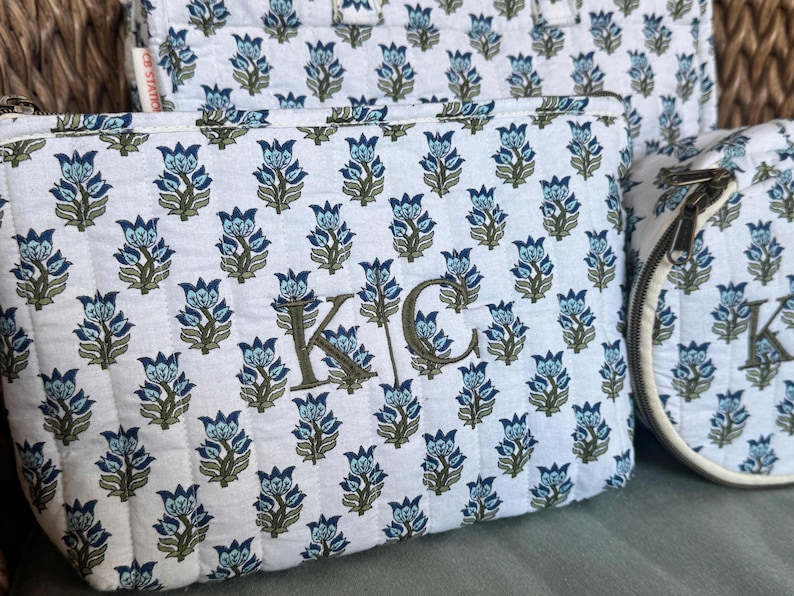 Block Print Travel Bag Toiletry Organizer Makeup Storage Beauty Case ...