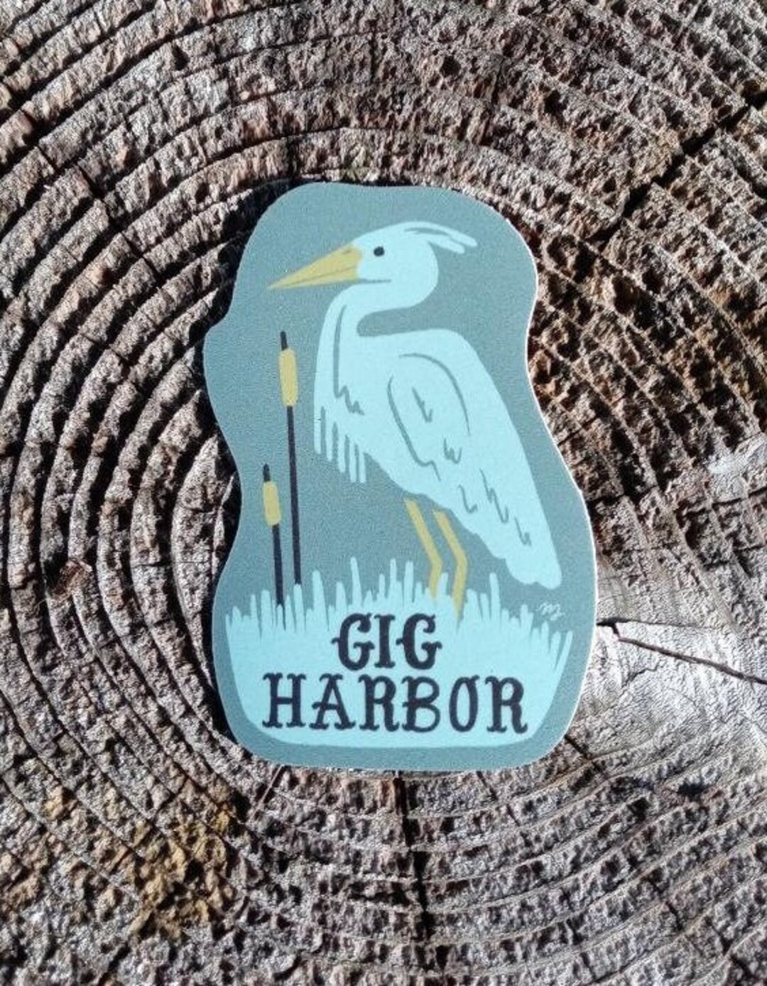 Gig Harbor Heron 3" X 3" Sticker - Etsy