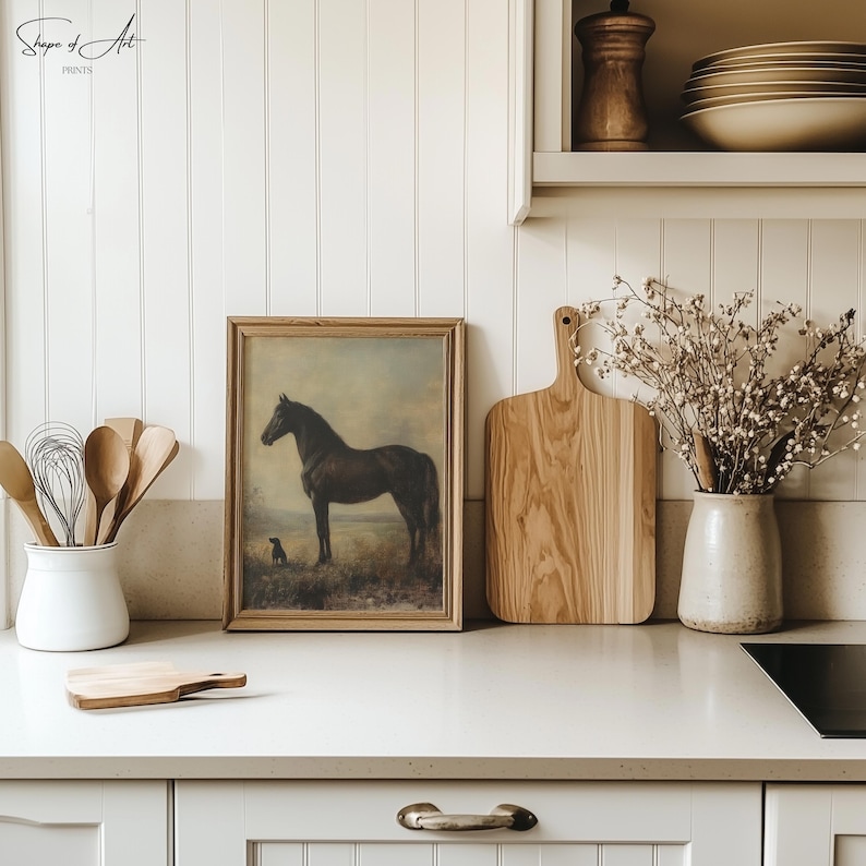 Vintage Horse and Dog Print: Rustic Equestrian Farmhouse Art - Etsy