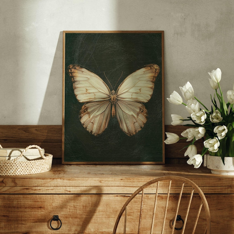 Vintage Butterfly Print: Antique Insect Illustration, Dark Academia ...