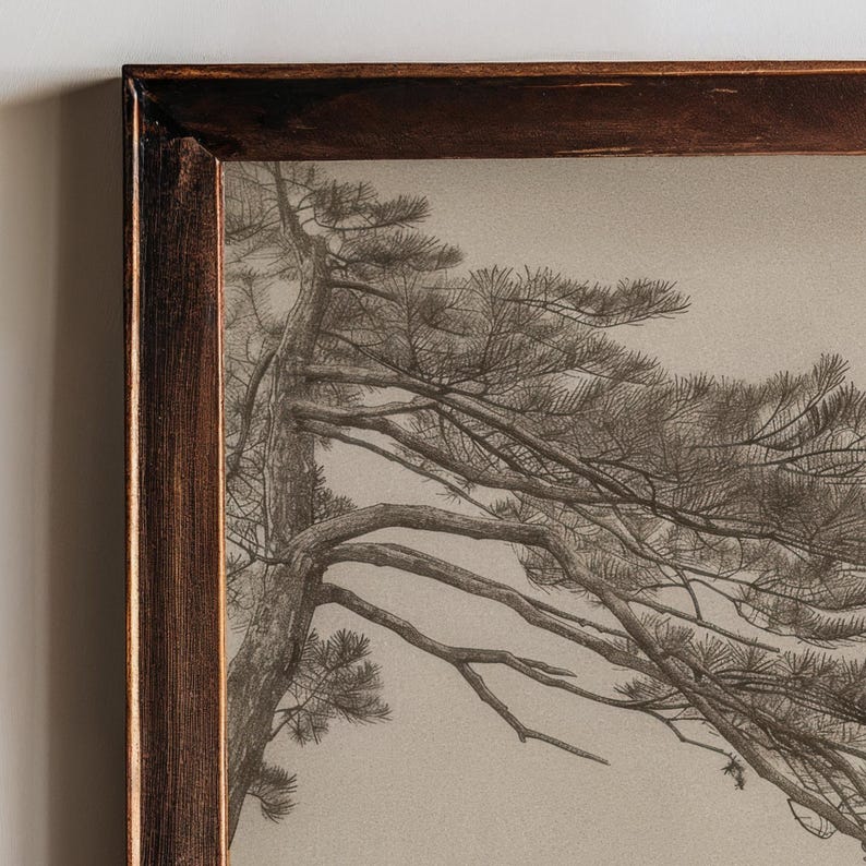 Japanese Pine Tree Branch Art Print: Zen Ink Illustration (digital ...