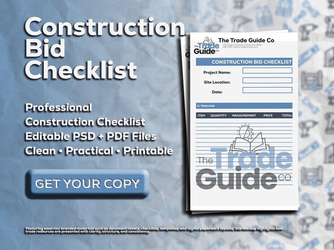 Construction Bid Checklist | Contractor Estimate Comparison Sheet ...