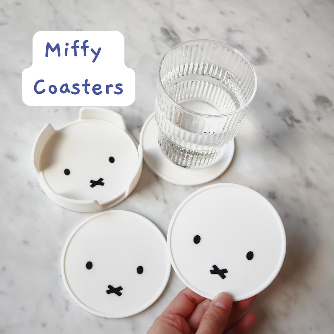 Miffy Coasters (set of 4) With Holder | Custom Color | Original Design ...