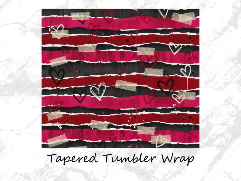 Seamless Digital Tumbler Wrap Grunge Ripped Paper Hearts Distressed ...
