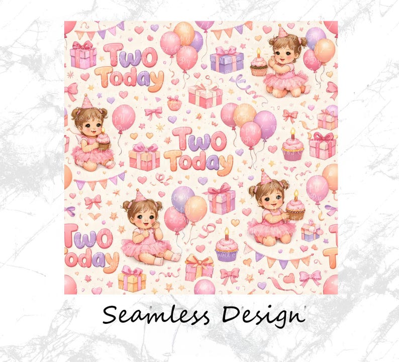 Digital Seamless File, Two Today Birthday Pattern, Tumbler, Wall Art ...