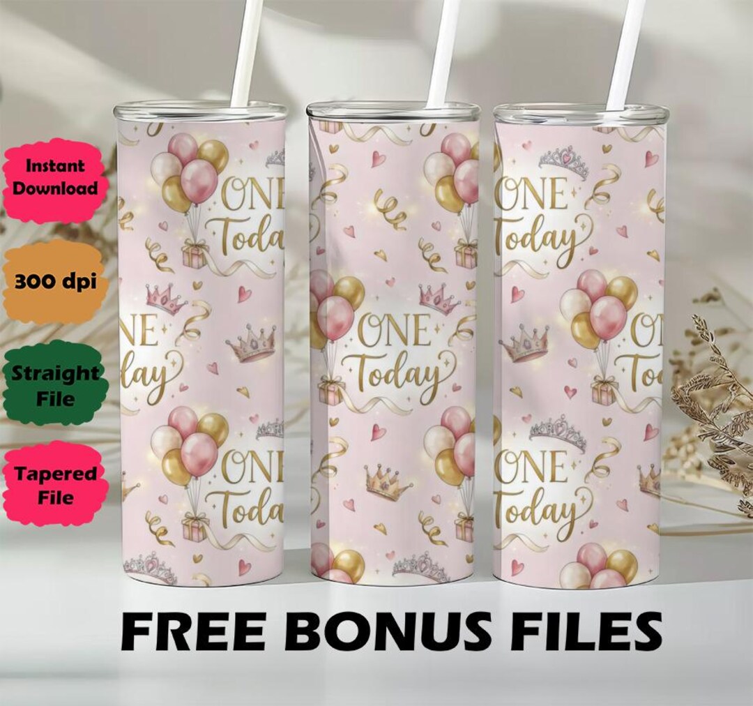 Digital Seamless File One Today Birthday Pattern, Tumbler Design, Wall ...