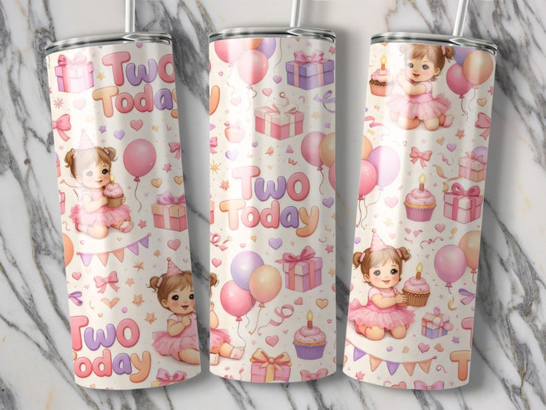 Digital Seamless File, Two Today Birthday Pattern, Tumbler, Wall Art ...