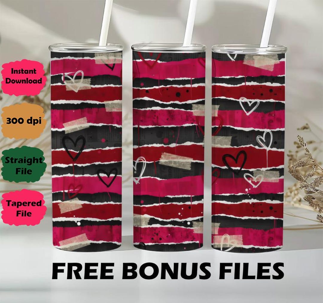 Seamless Digital Tumbler Wrap Grunge Ripped Paper Hearts Distressed ...