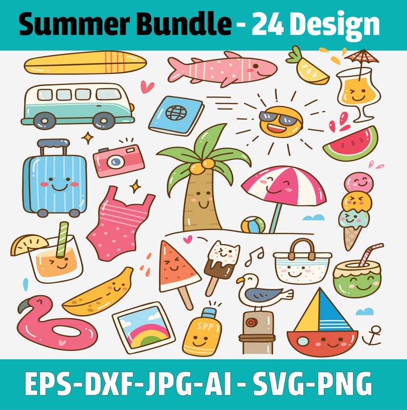 Summer Beach Clipart - Pool Party Clip Art - Beach Party Clipart - Cute ...