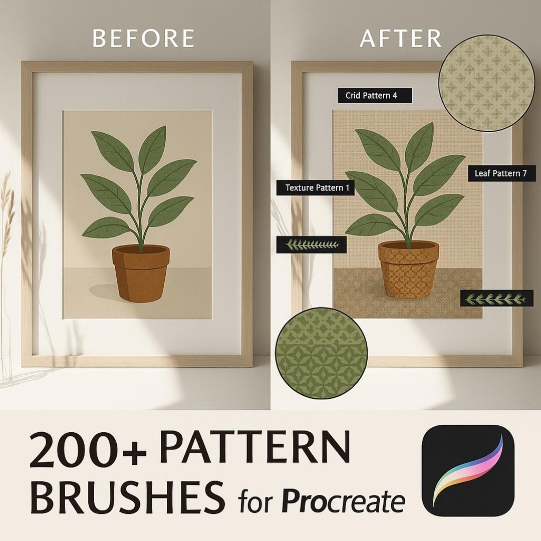 Patterned Procreate Brushes, Procreate Stamps, Polka Dots, Chevron ...