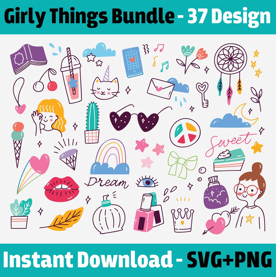 Girly Things Clipart Coquette Girly Stuff Pink Aesthetic PNG & SVG Pink ...