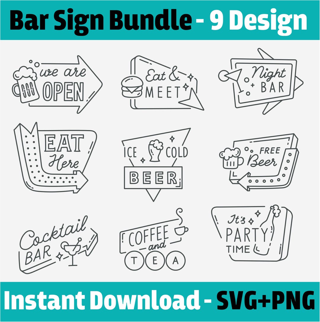 Bar Svg Bundle, Drinking Svg File, Bar Sign Svg, Alcohol Svg, Speakeasy ...