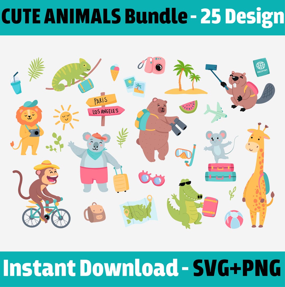 Cute Animals Clipart - Animals MEGA Bundle - Different Animals SVG ...