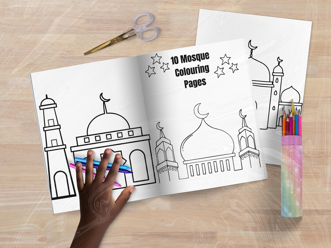 Ramadan 10 Mosque Coloring Printable A4 Pages, Ramadan Color Book ...