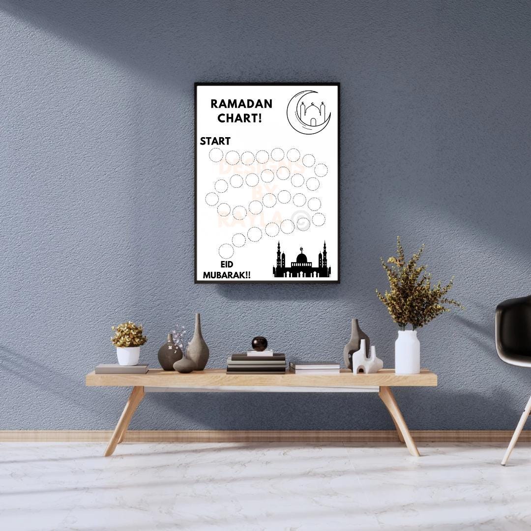 Ramadan Chart, 30 Day Ramadan Chart, Ramadan 30 Day Track, Black and ...