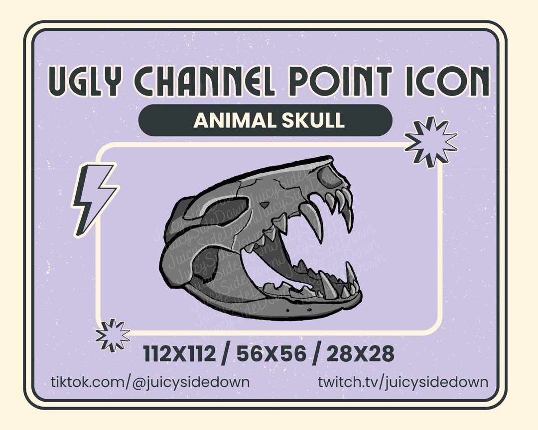 Ugly Cute Animal Skull Twitch Discord Channel Points for Stream Black ...