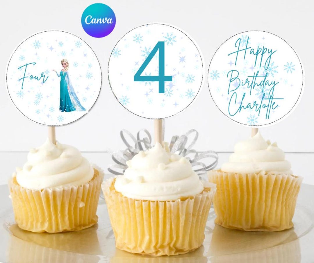 Customizable Cupcake Toppers- Elsa - Frozen - Cupcake Topper Template ...
