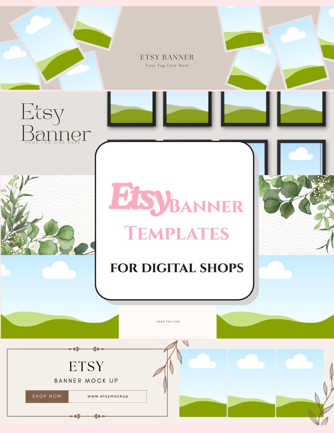 Etsy Digital Shop Big Banner Template, Downloadable Canva Mockup Bundle ...