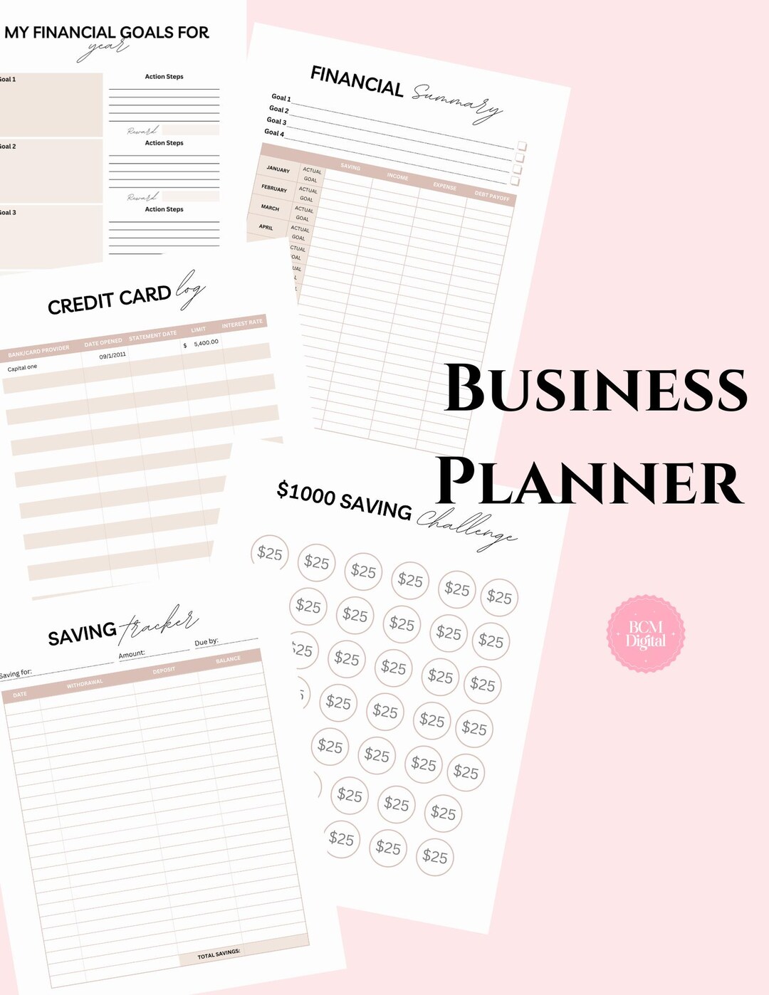 Editable Business Planner Template: Financial & Savings Planner (A4 ...