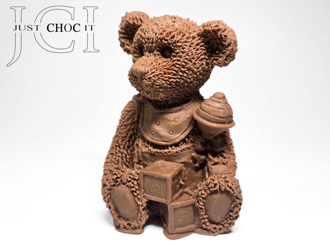 Chocolate Teddy Bear With Rattle - Artisan Chocolate Gift - Cute Edible ...
