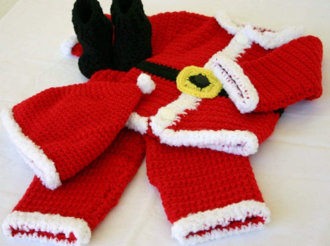 Baby Santa Suit 3 to 6 Month Crocheted Infant Boy Christmas Costume ...