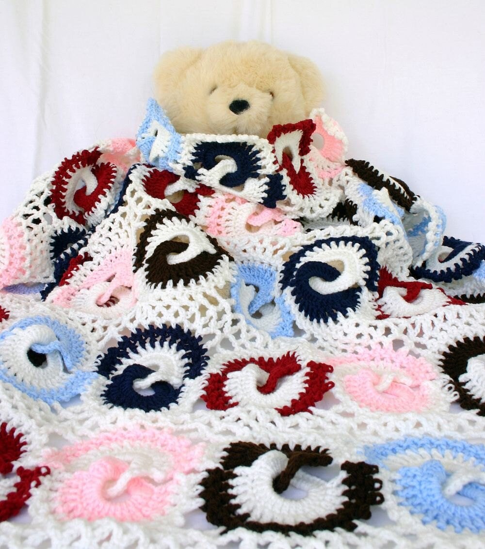 Crochet afghan interlocking rings white navy blue burgundy red | Etsy