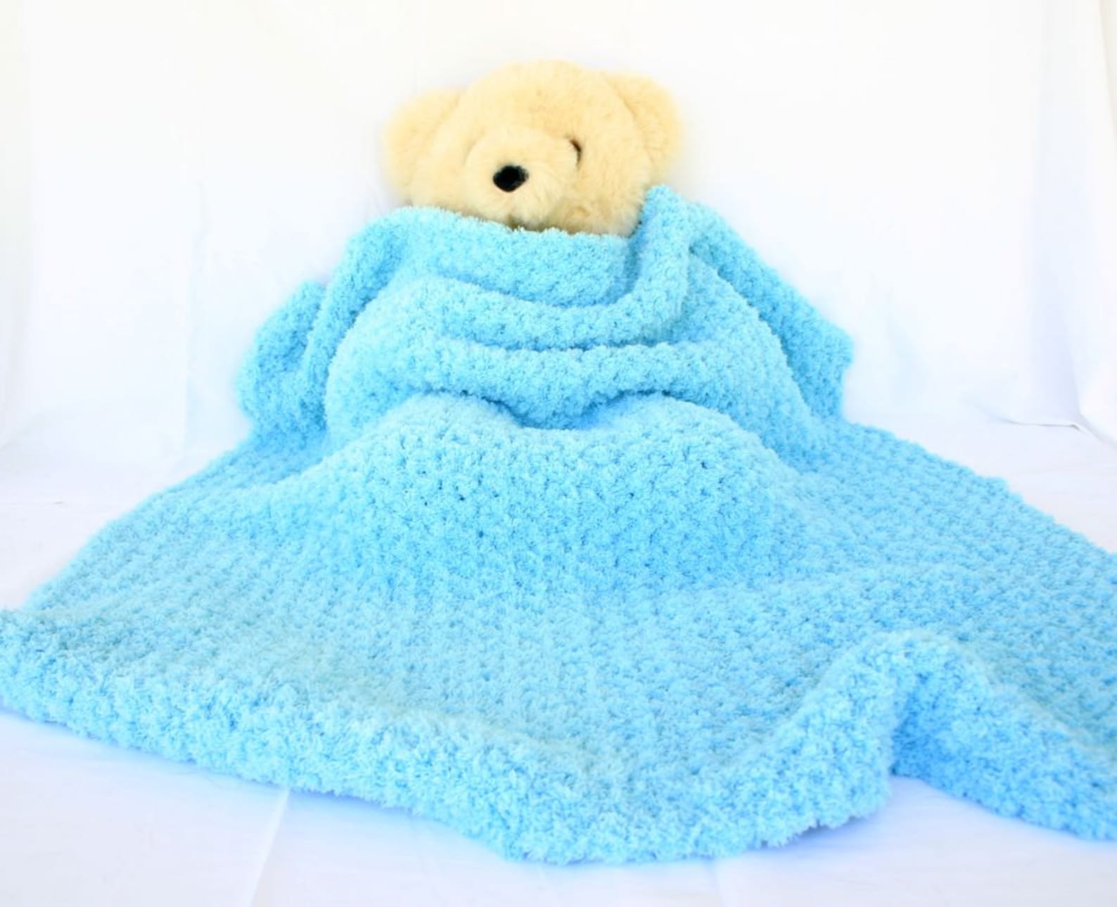 Crochet Baby Blanket Turquoise Blue Soft Afghan Infant Crib | Etsy