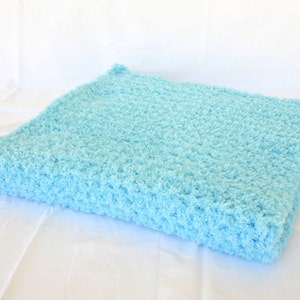 Crochet Baby Blanket Turquoise Blue Soft Afghan Infant Crib Bedding ...
